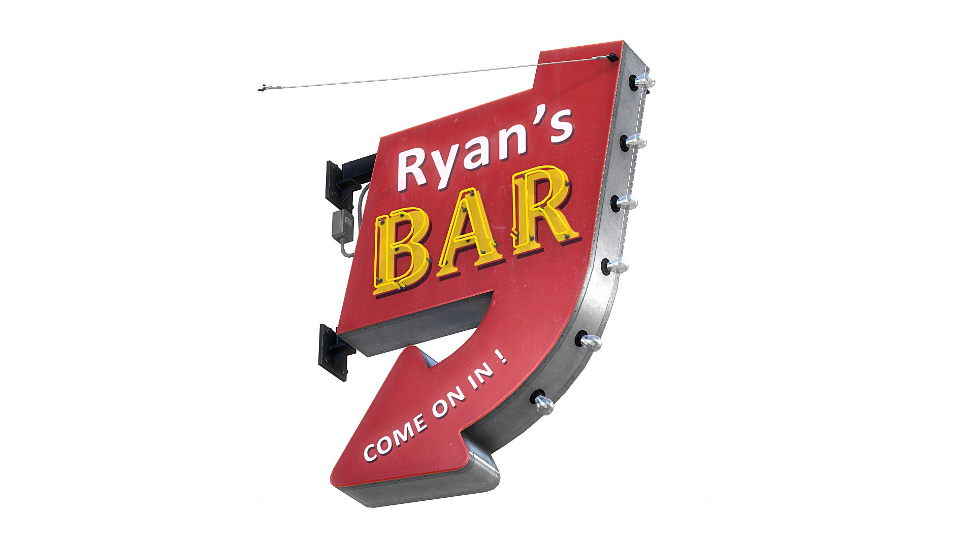 3D retro bar sign model - TurboSquid 1401804