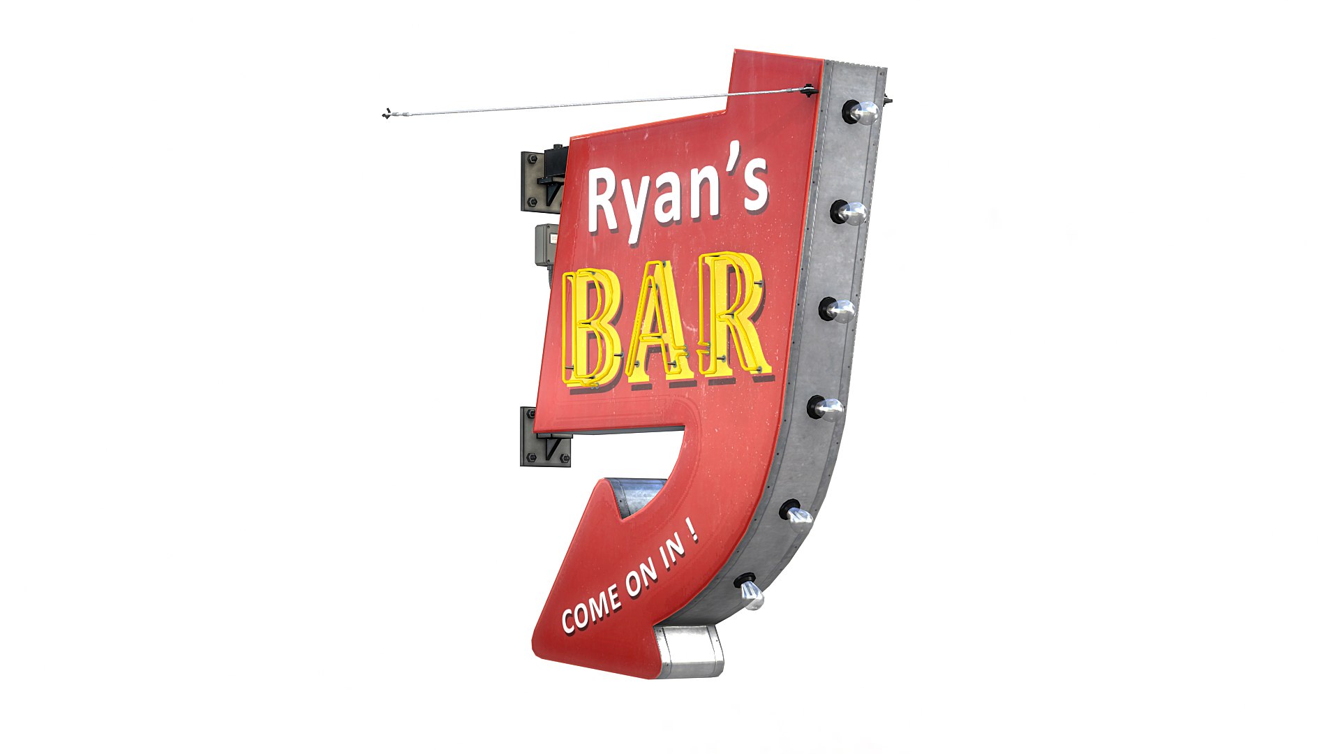 3D retro bar sign model - TurboSquid 1401804