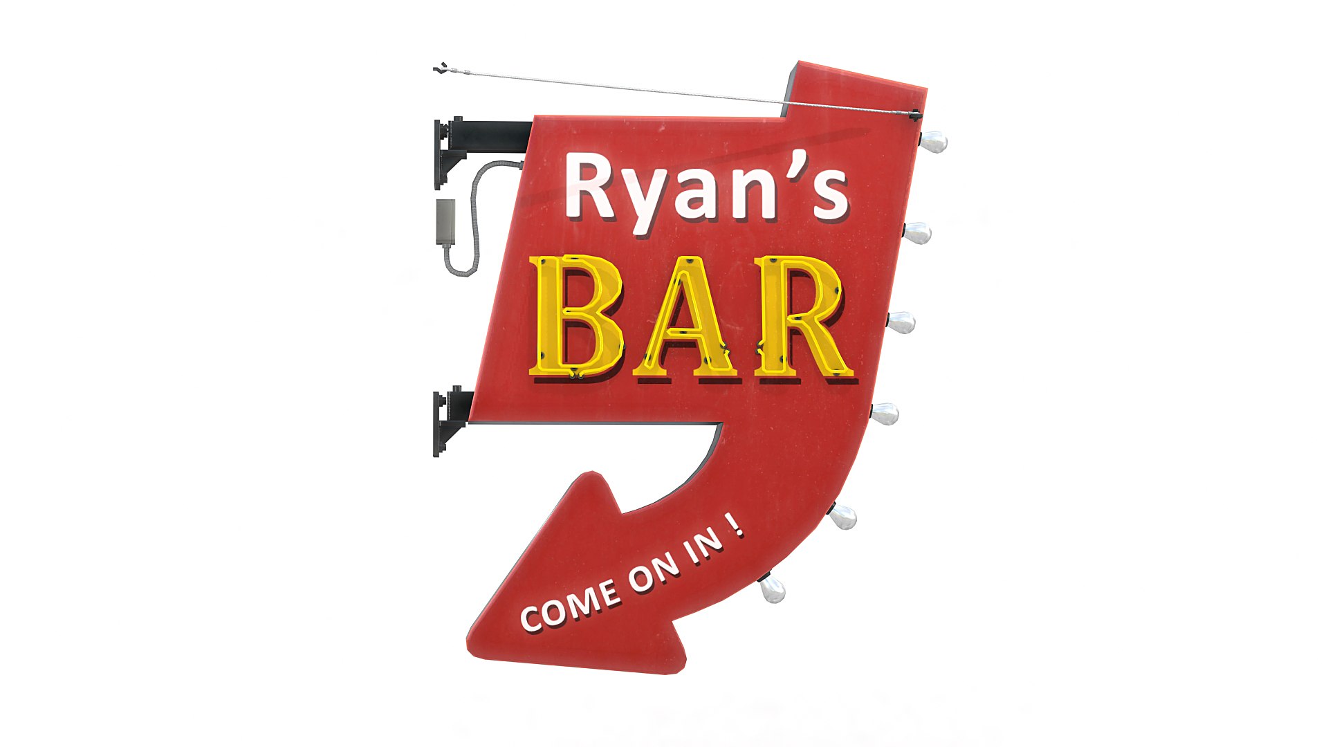 3D retro bar sign model - TurboSquid 1401804