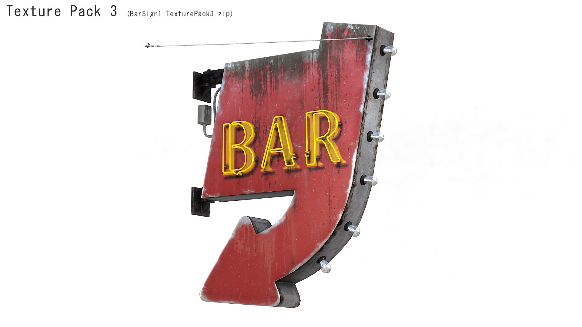 3D retro bar sign model - TurboSquid 1401804
