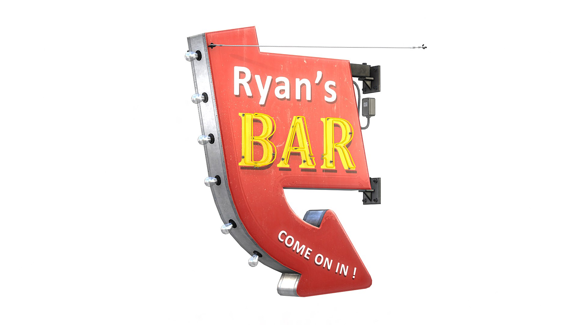 3D retro bar sign model - TurboSquid 1401804