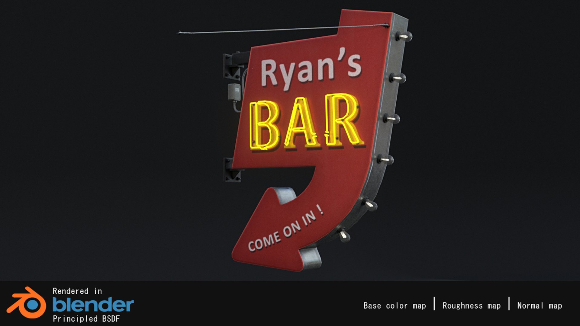 3D retro bar sign model - TurboSquid 1401804
