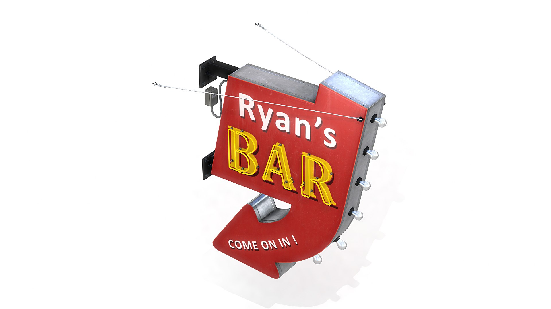 3D retro bar sign model - TurboSquid 1401804