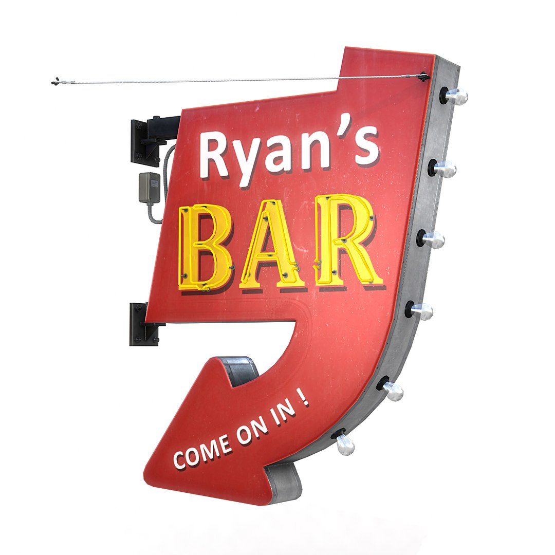 3D retro bar sign model - TurboSquid 1401804