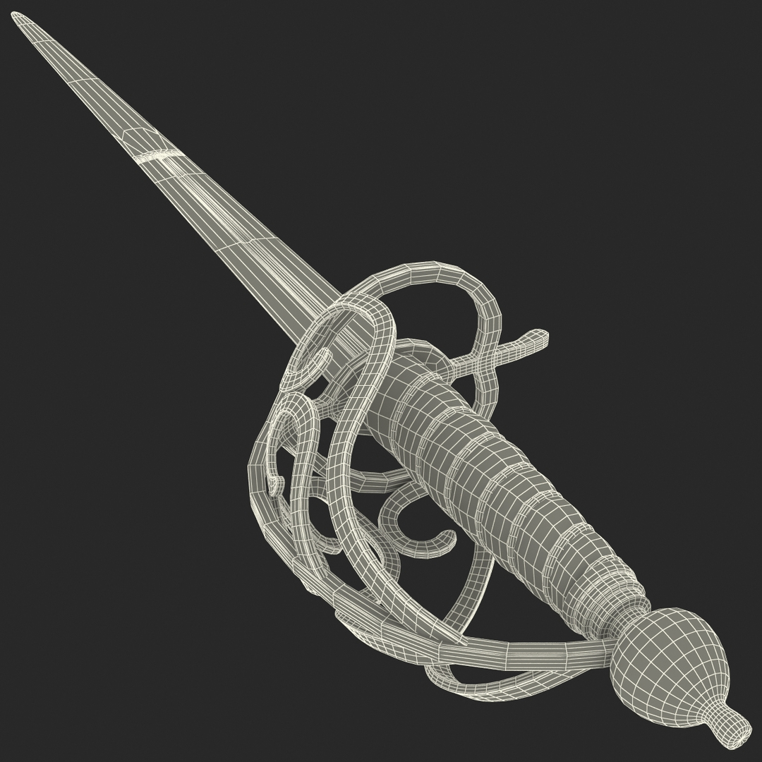 basket hilted sword weapon 3d 3ds