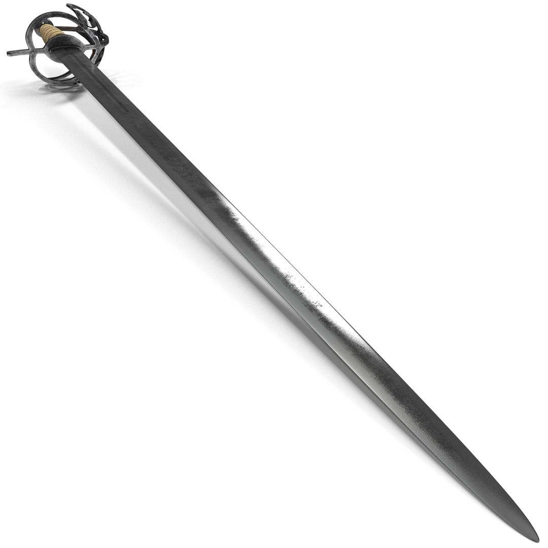 basket hilted sword weapon 3d 3ds