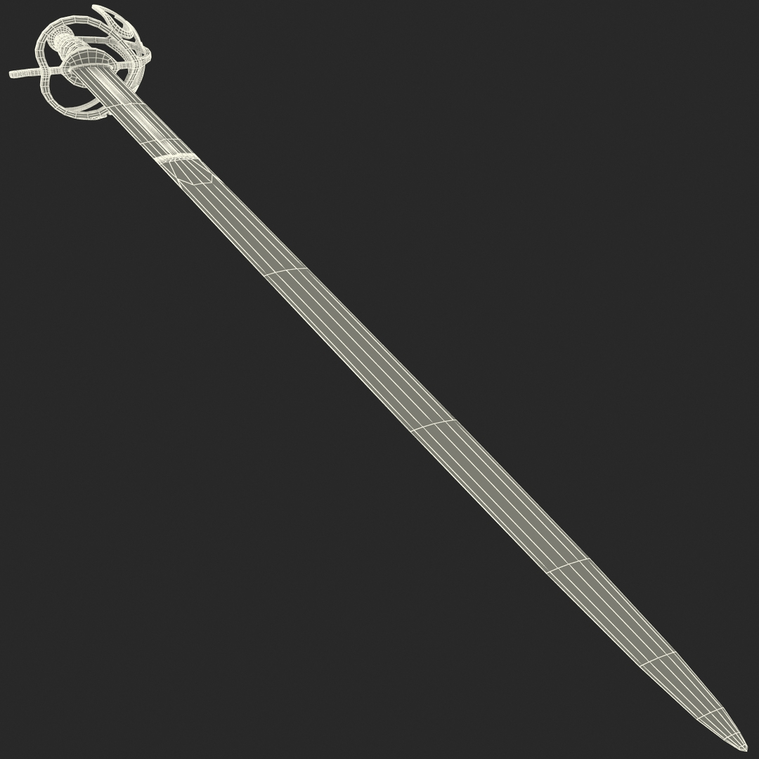 basket hilted sword weapon 3d 3ds