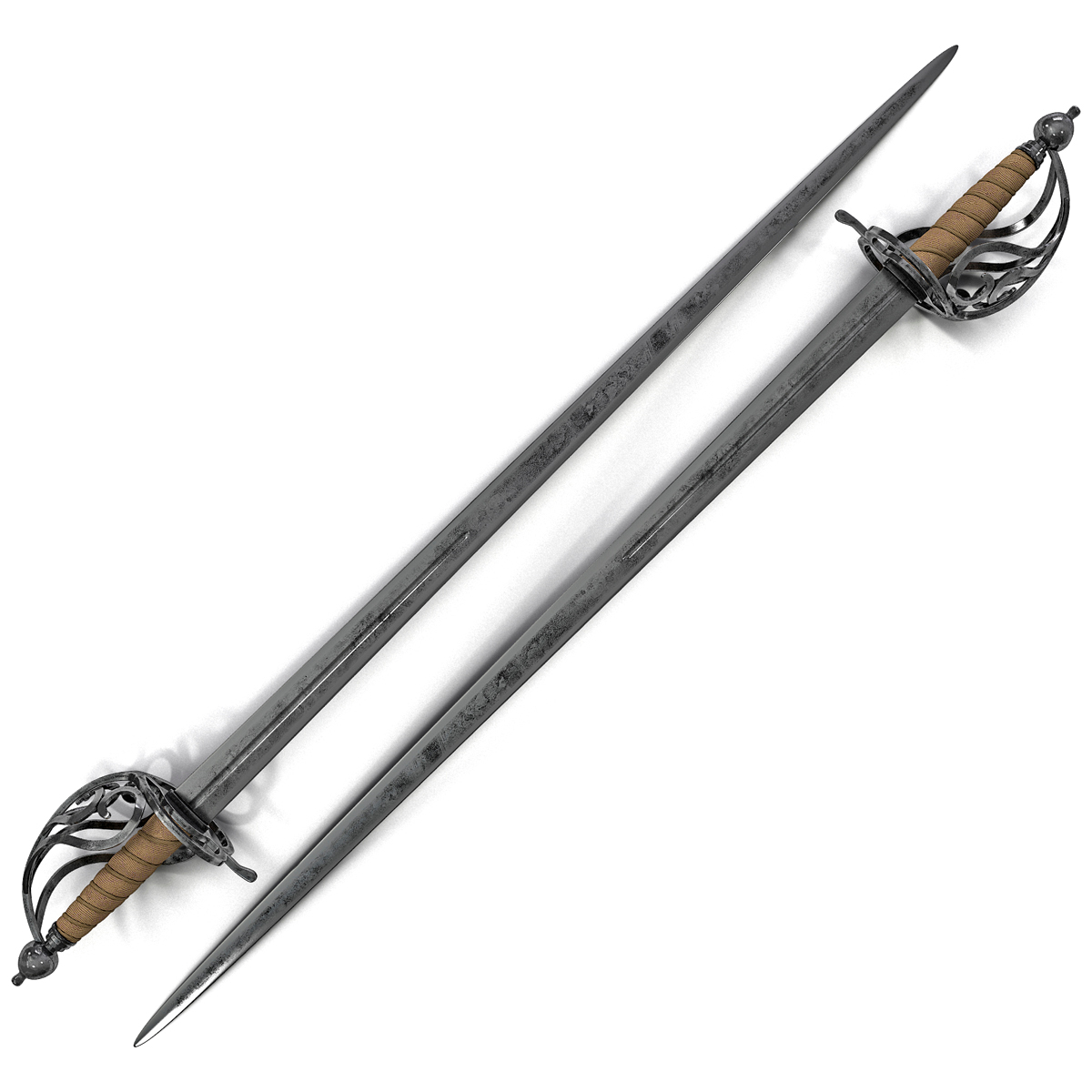 basket hilted sword weapon 3d 3ds
