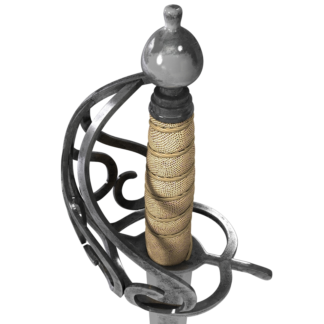 basket hilted sword weapon 3d 3ds