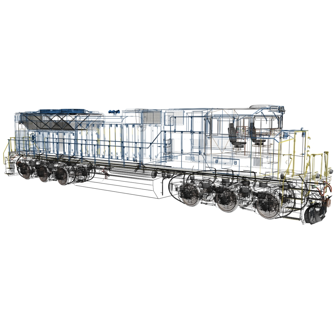 emd sd70ace locomotive engines 3d max