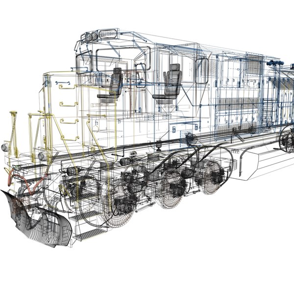 emd sd70ace locomotive engines 3d max