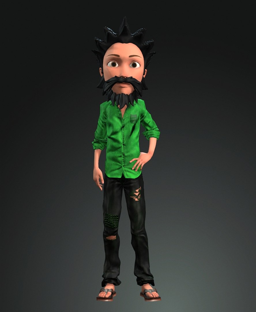 Angry Beggar Cartoon Character 3D Model - TurboSquid 1803533