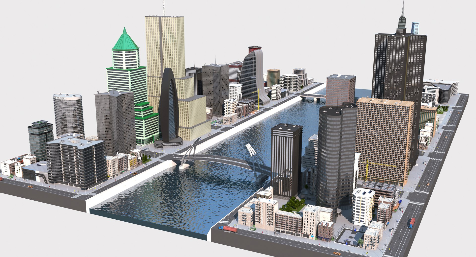 3D city cityscape skyline - TurboSquid 1428039