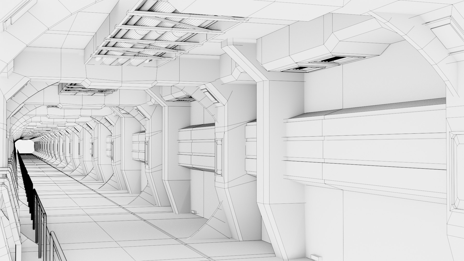 3D Sci-Fi Corridor - Low Poly - TurboSquid 1835060