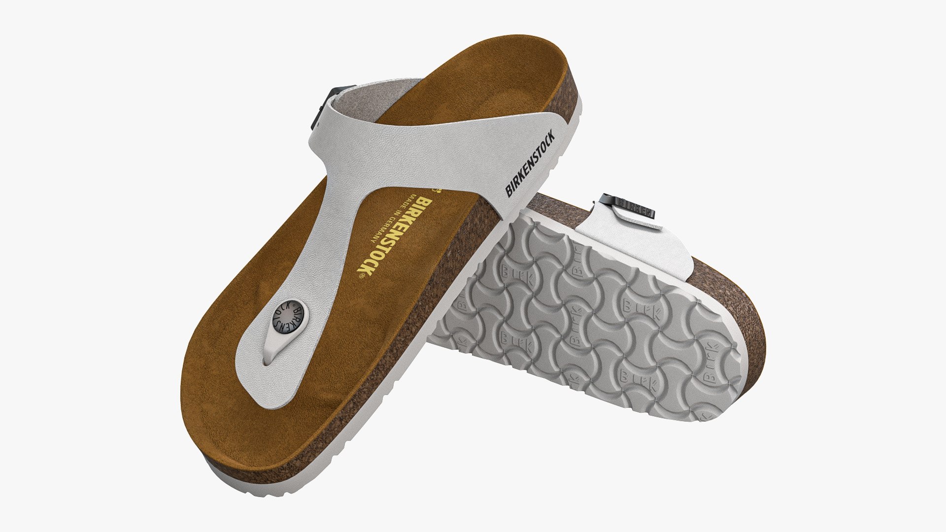 Birkenstock Gizeh White Leather 3D Model - TurboSquid 2151606