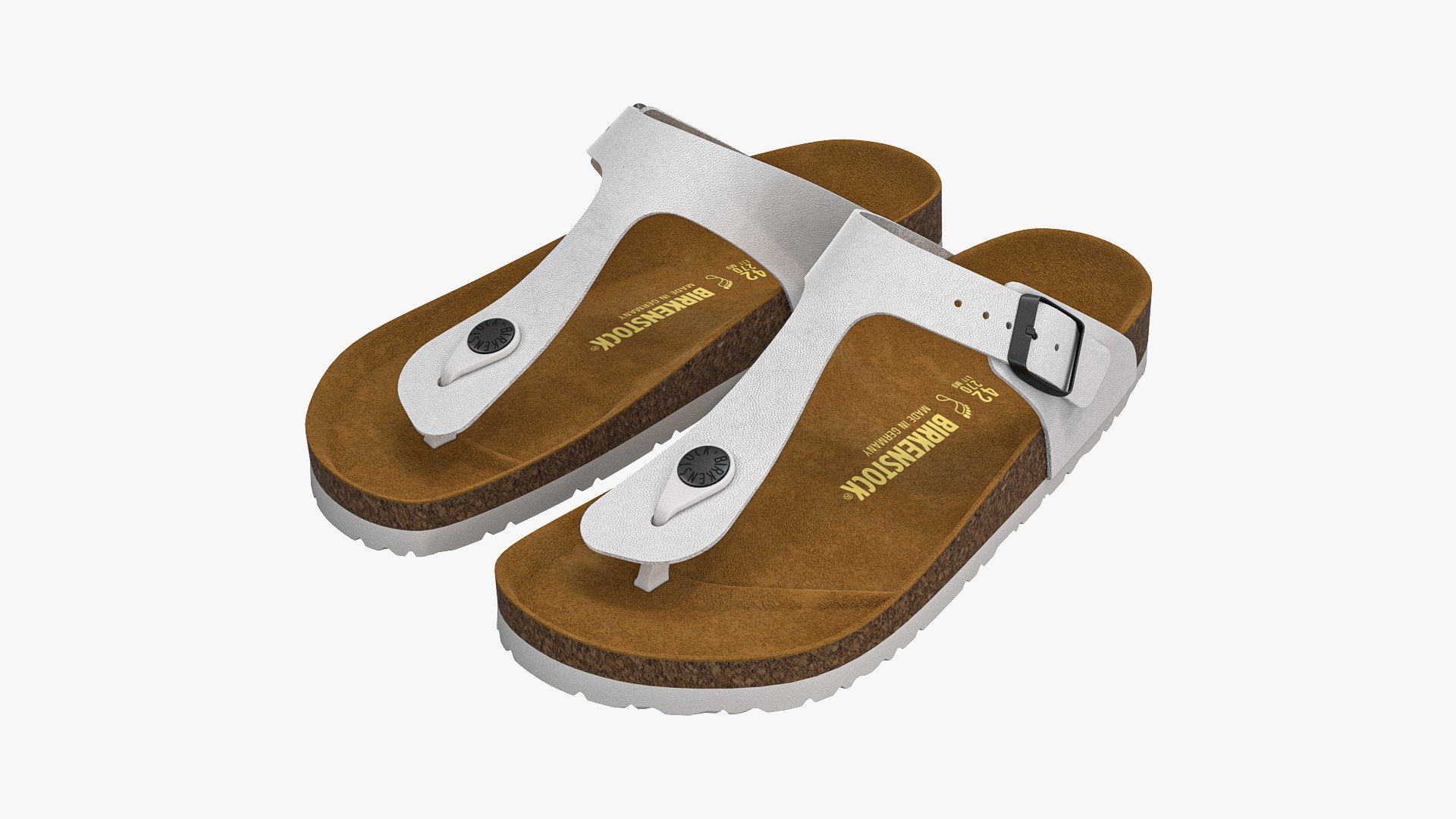 Birkenstock Gizeh White Leather 3D Model - TurboSquid 2151606