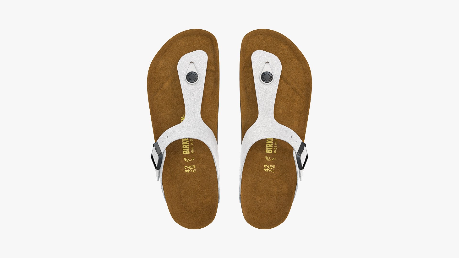 Birkenstock Gizeh White Leather 3D Model - TurboSquid 2151606
