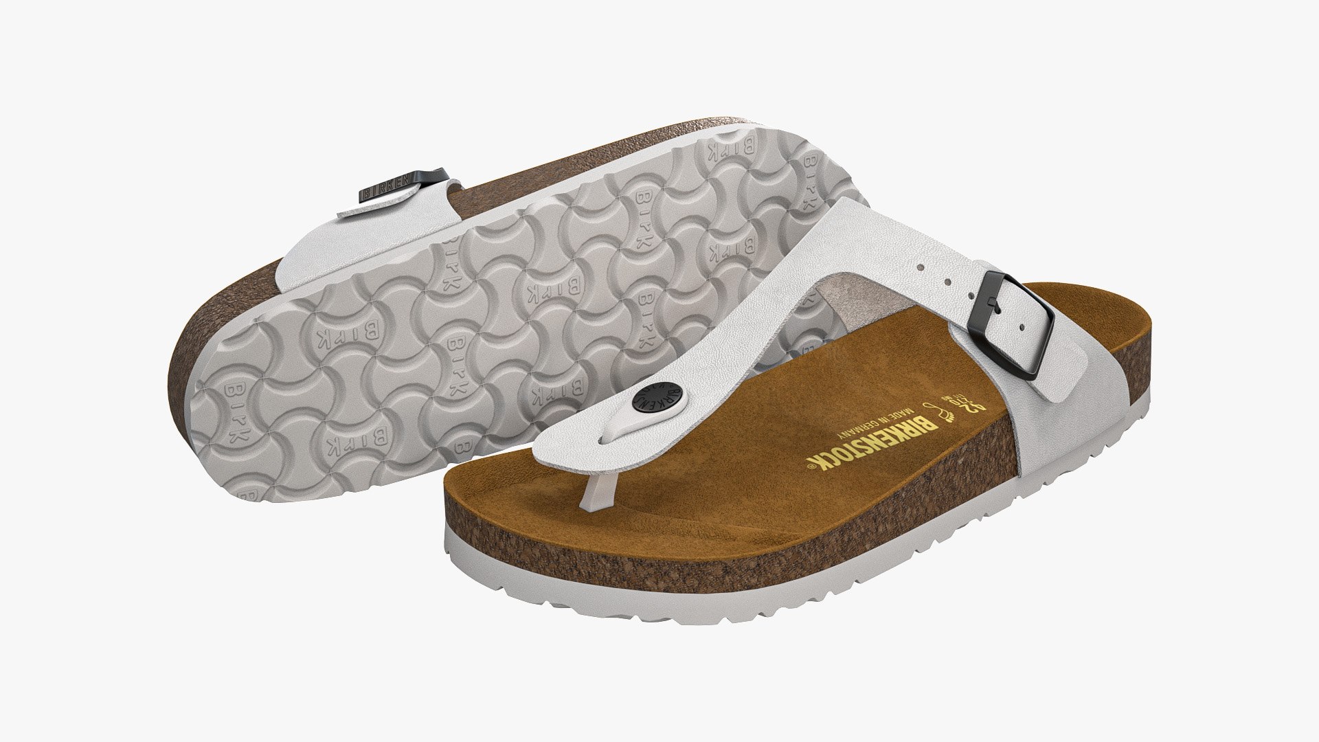 Birkenstock Gizeh White Leather 3D Model - TurboSquid 2151606
