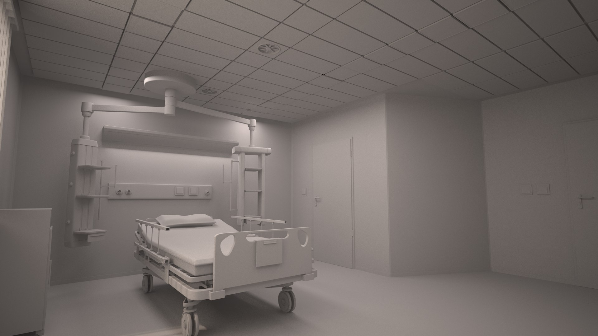 Single Bed Isolation Ward 3D Model - TurboSquid 1543267
