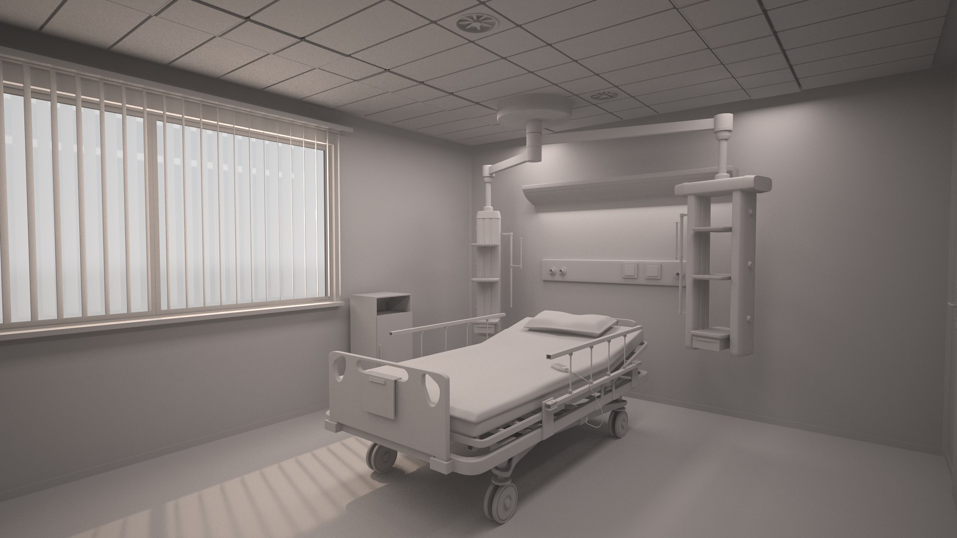 Single Bed Isolation Ward 3D Model - TurboSquid 1543267