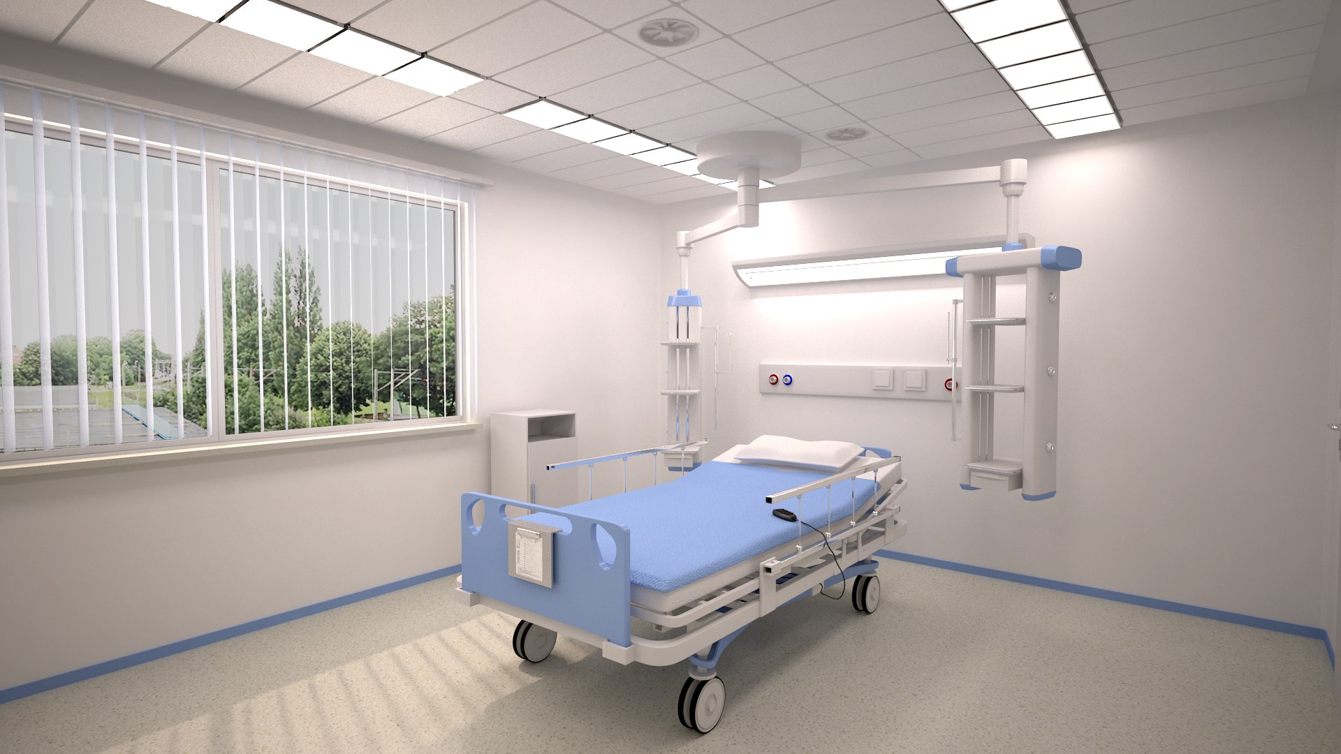 Single Bed Isolation Ward 3D Model - TurboSquid 1543267