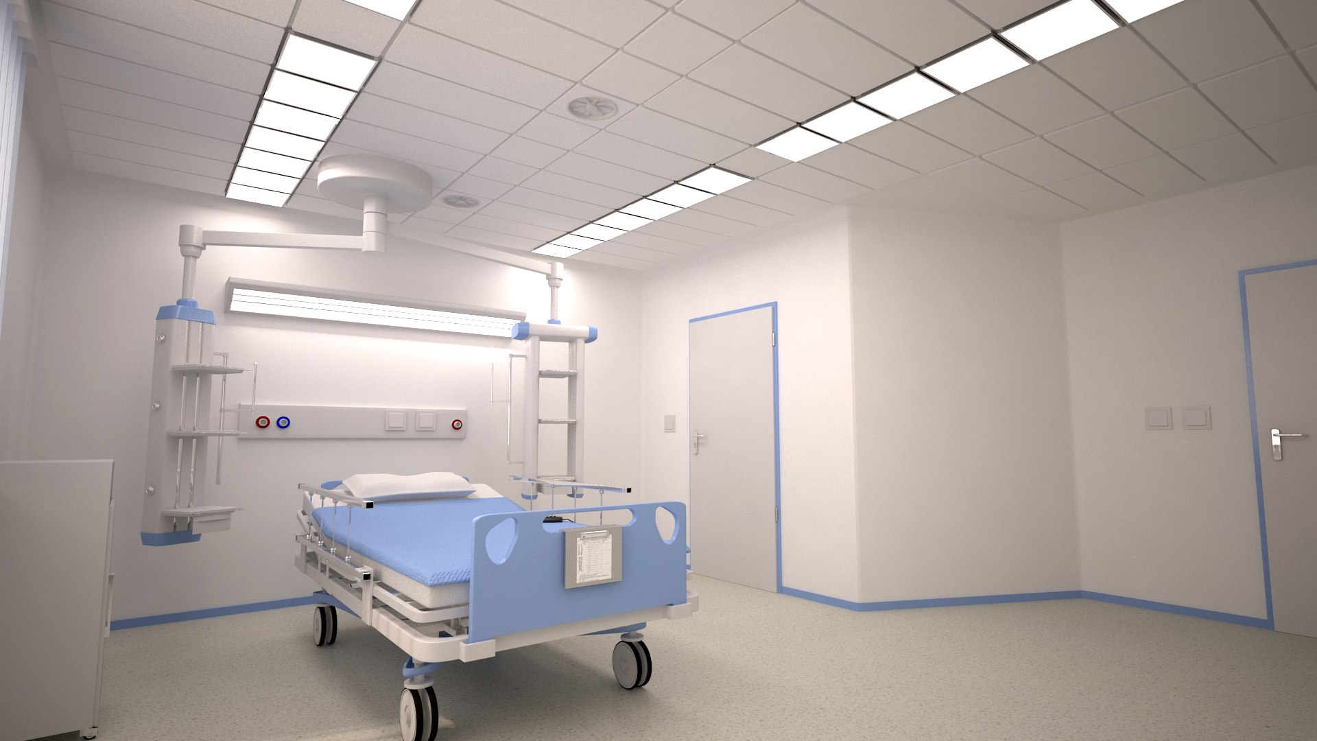 Single Bed Isolation Ward 3D Model - TurboSquid 1543267