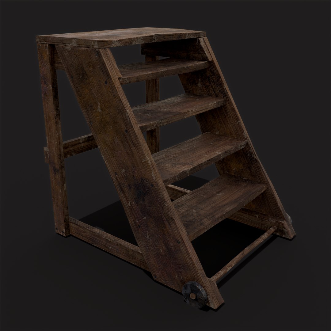 Medieval Five Step Ladder With Wheels Model - TurboSquid 1926684