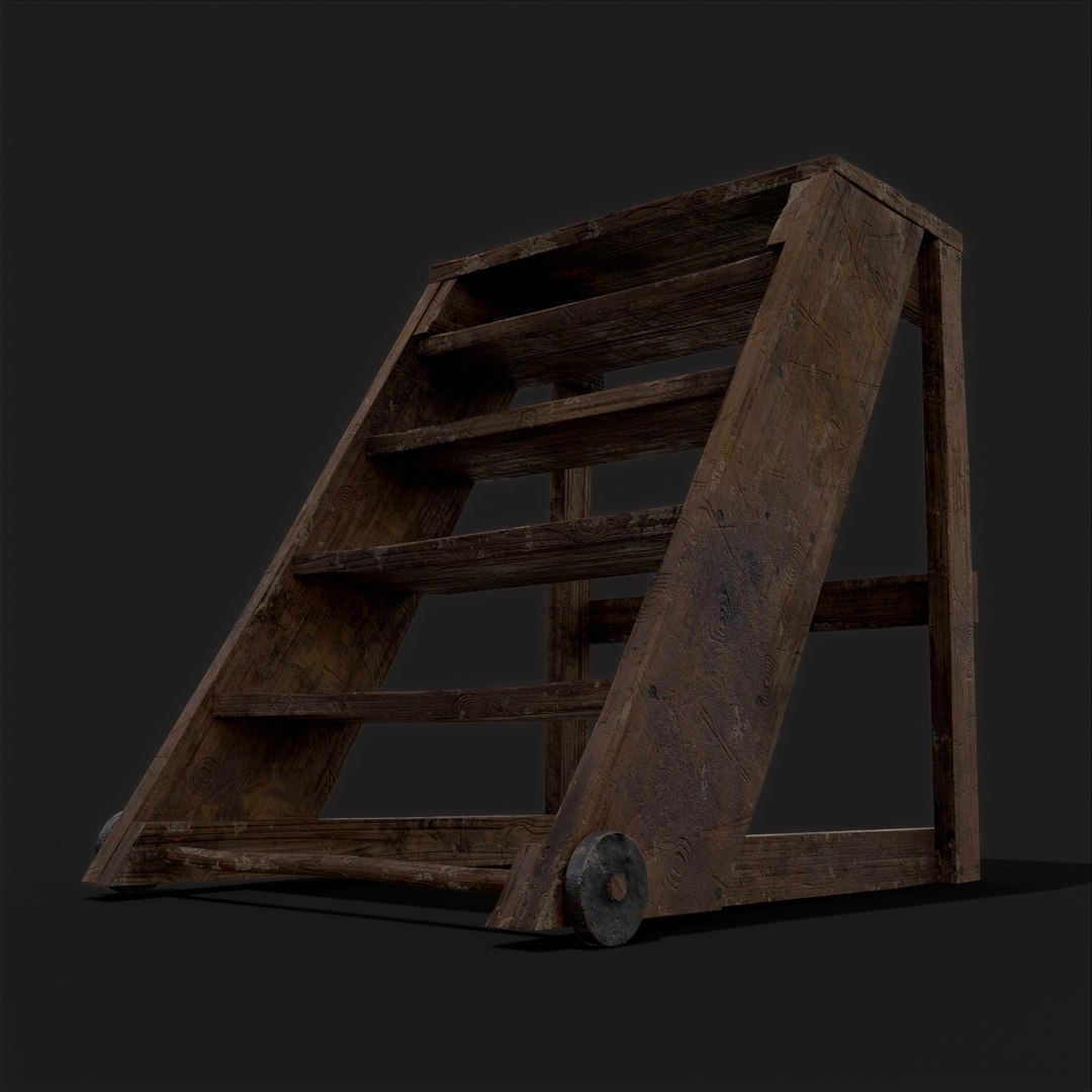 Medieval Five Step Ladder With Wheels Model - TurboSquid 1926684