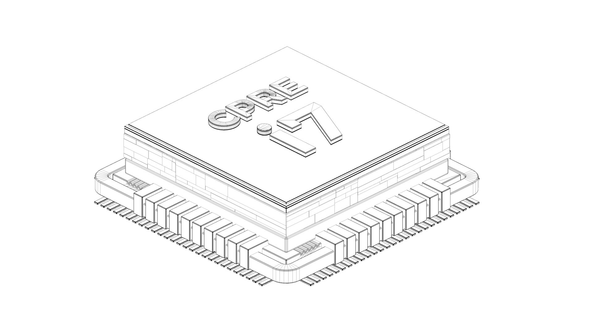 3D C4D Octane Vision Pro Chip Scene CPU I7 Chip Structure Cool Chip ...