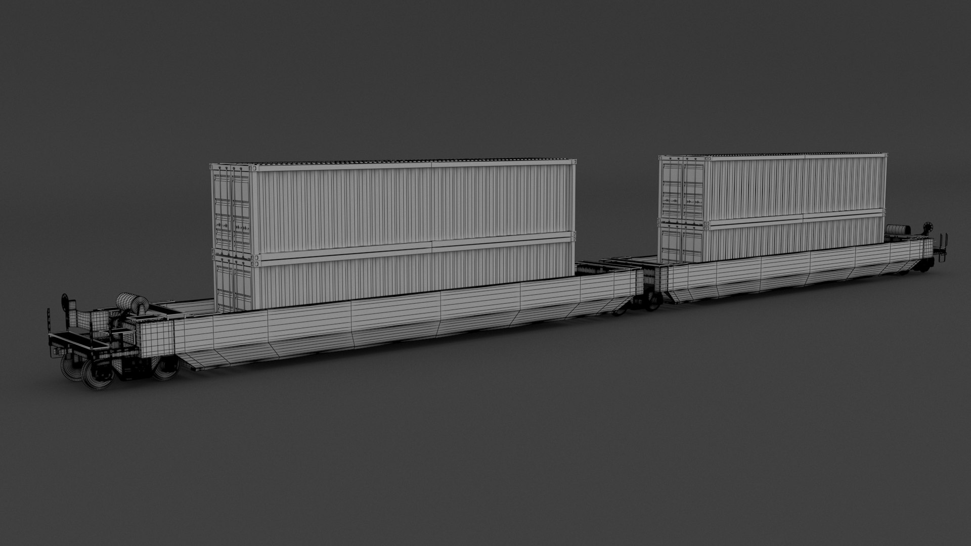 Double Stack Railcar TTX With Containers 3D Model - TurboSquid 2254126