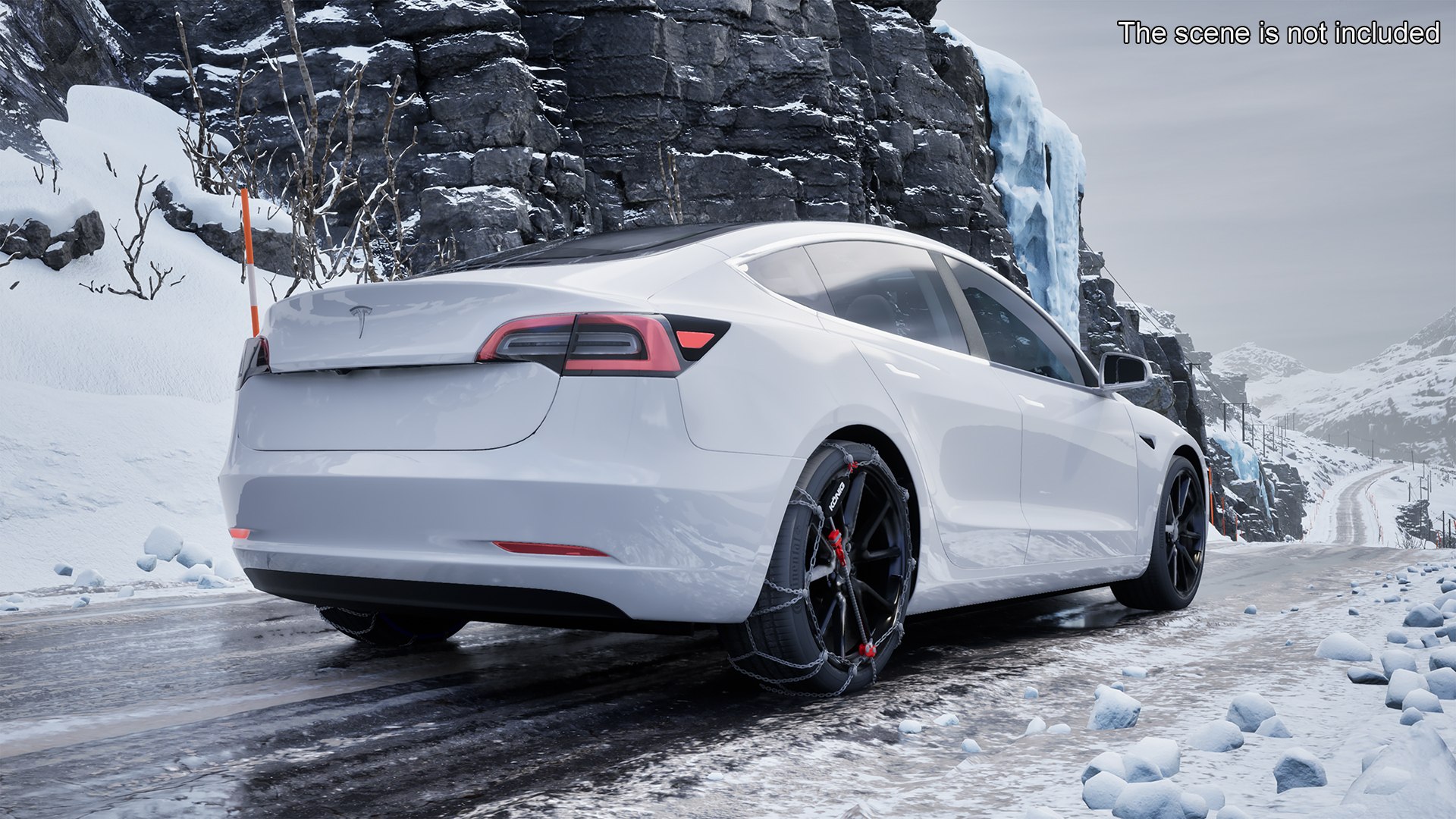 Snow Chains on Tesla Wheels Rigged 3D model - TurboSquid 2148488