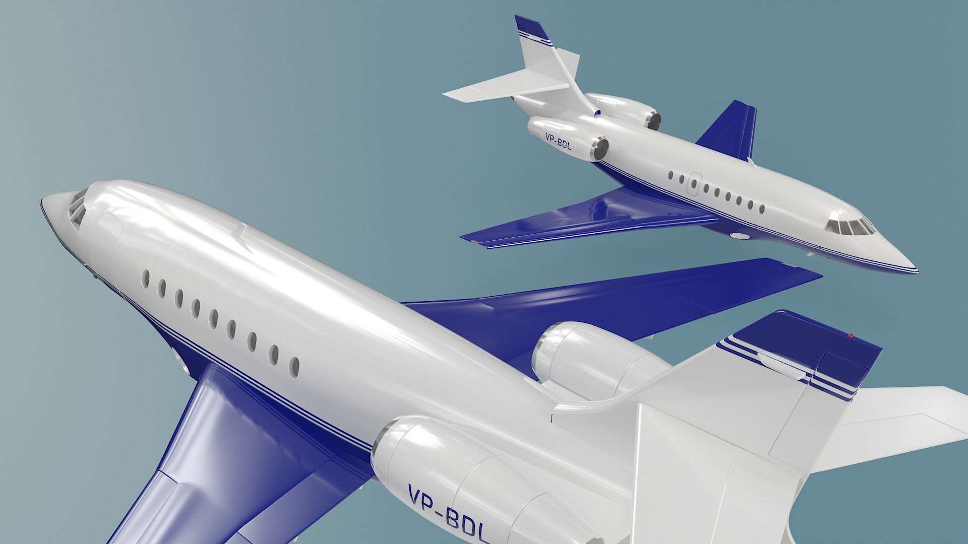 3D Dassault Falcon 2000 Blue Rigged Model - TurboSquid 2389926