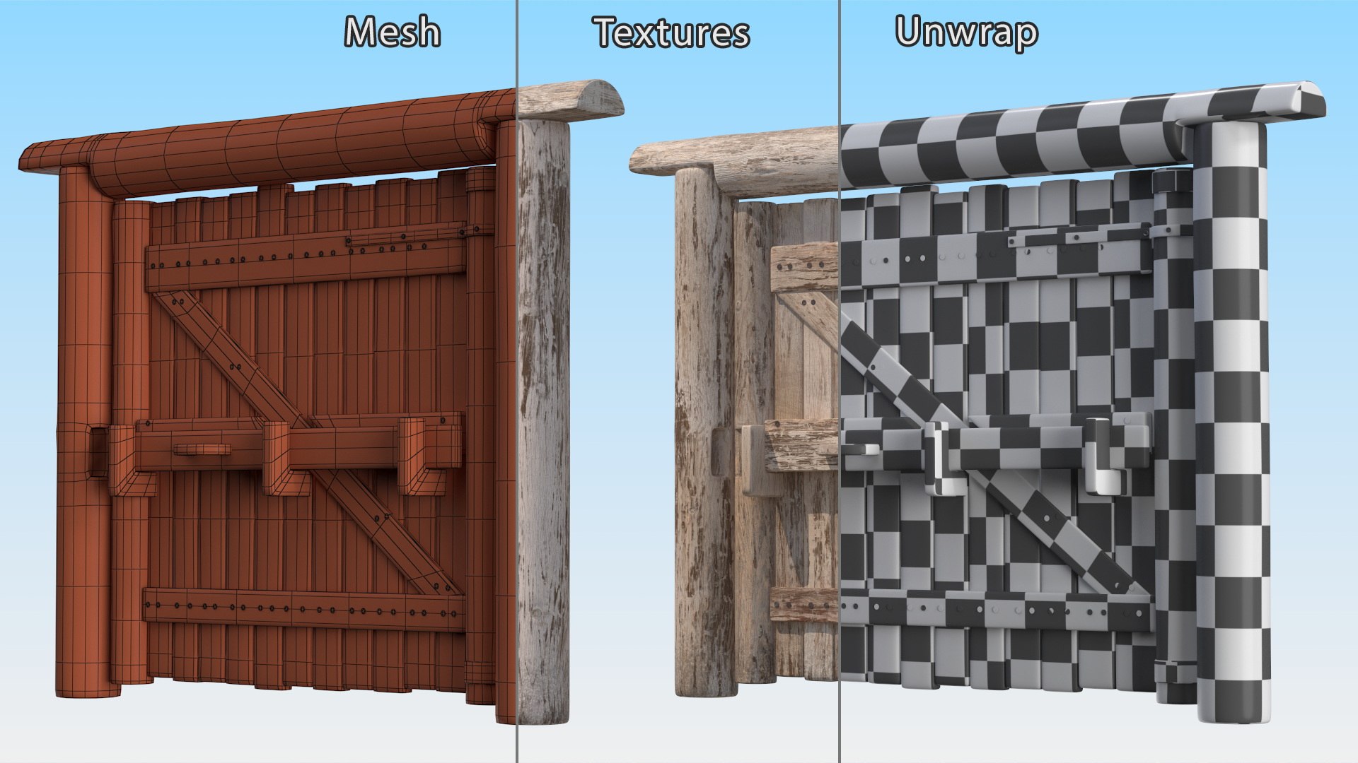Medieval Logs Gate Model - TurboSquid 2350721