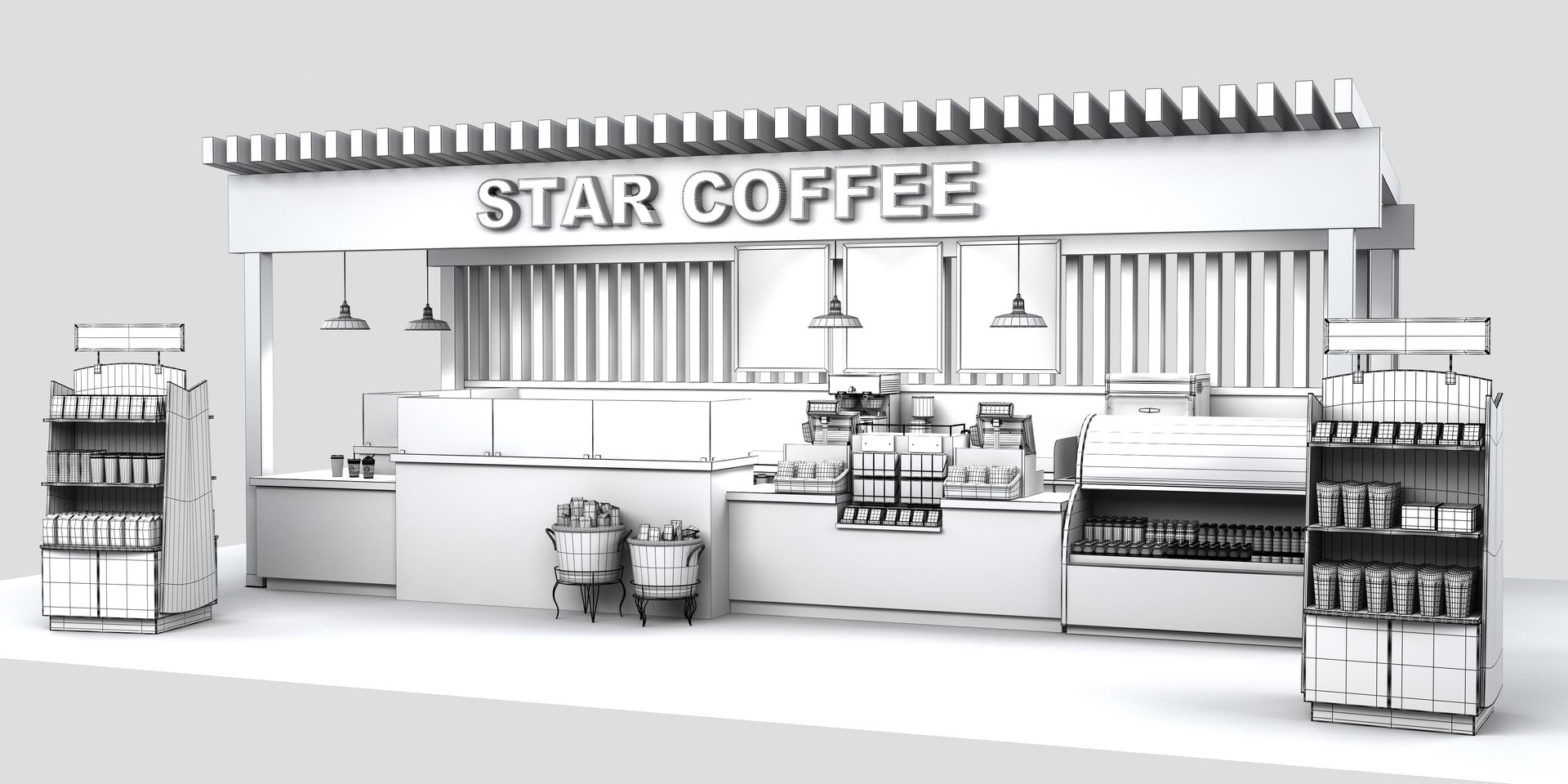 3d model coffee kiosk