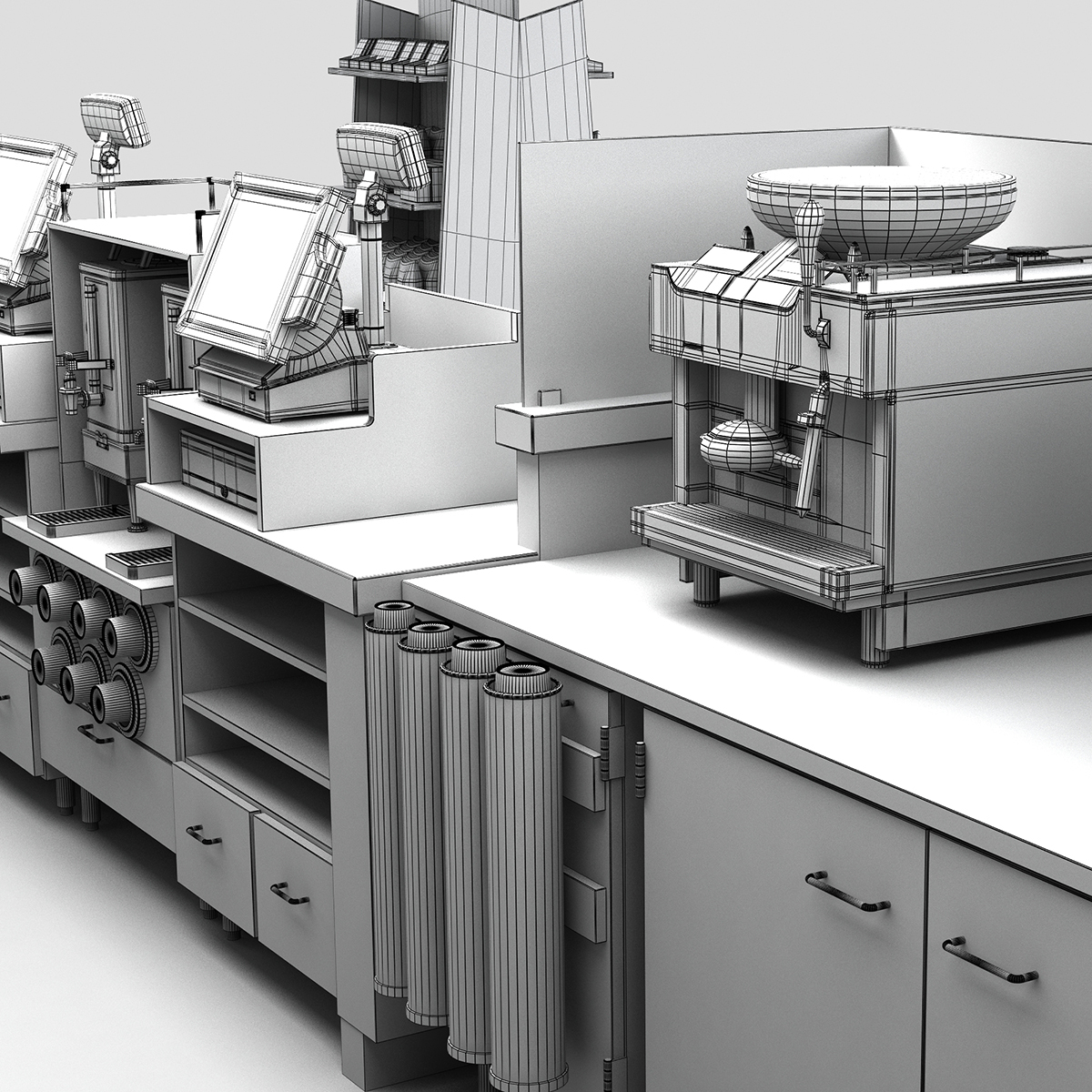 3d model coffee kiosk