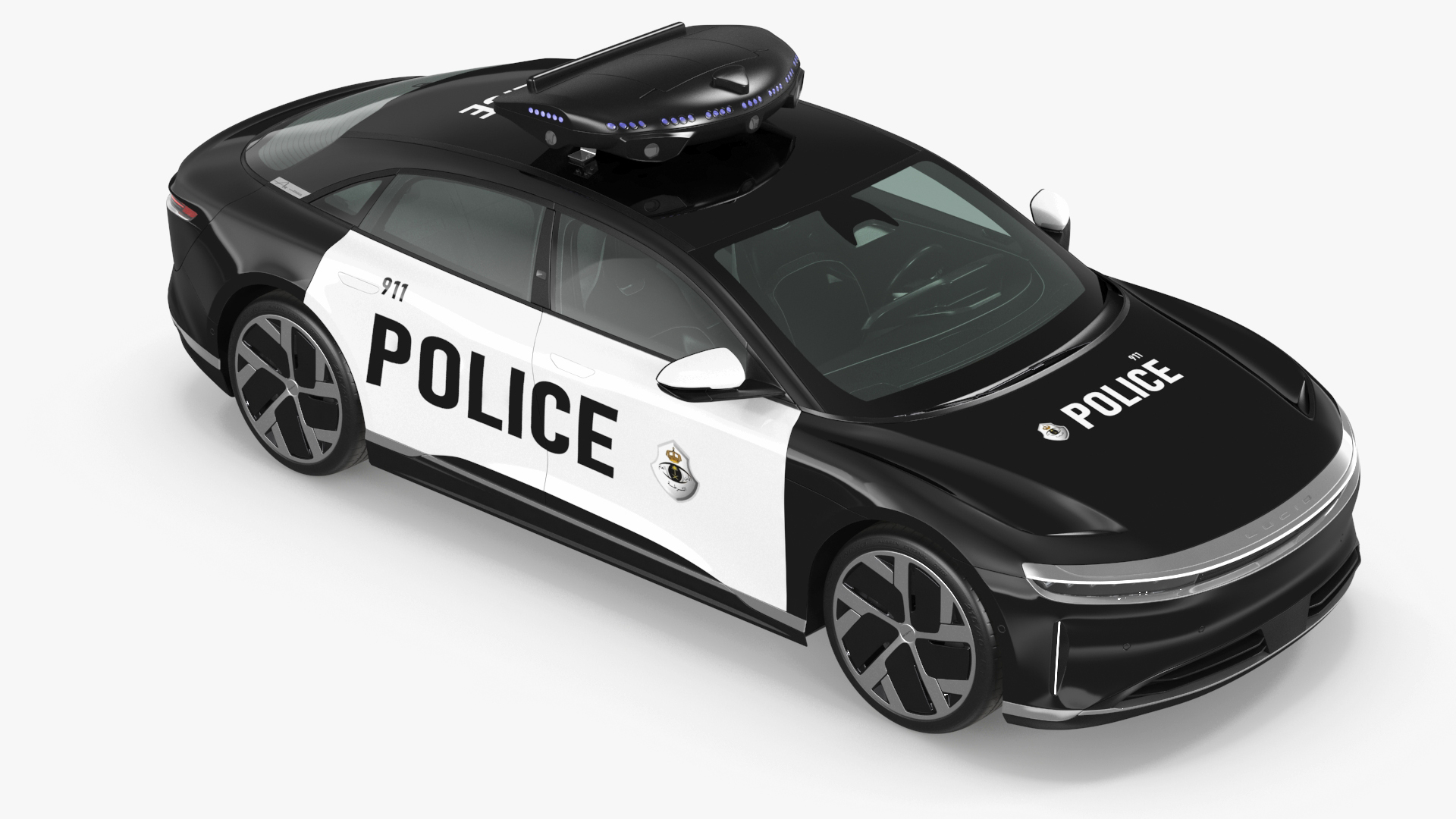 Lucid Air Electric Police Car With Drone Launch Pad Rigged For Maya 3D ...