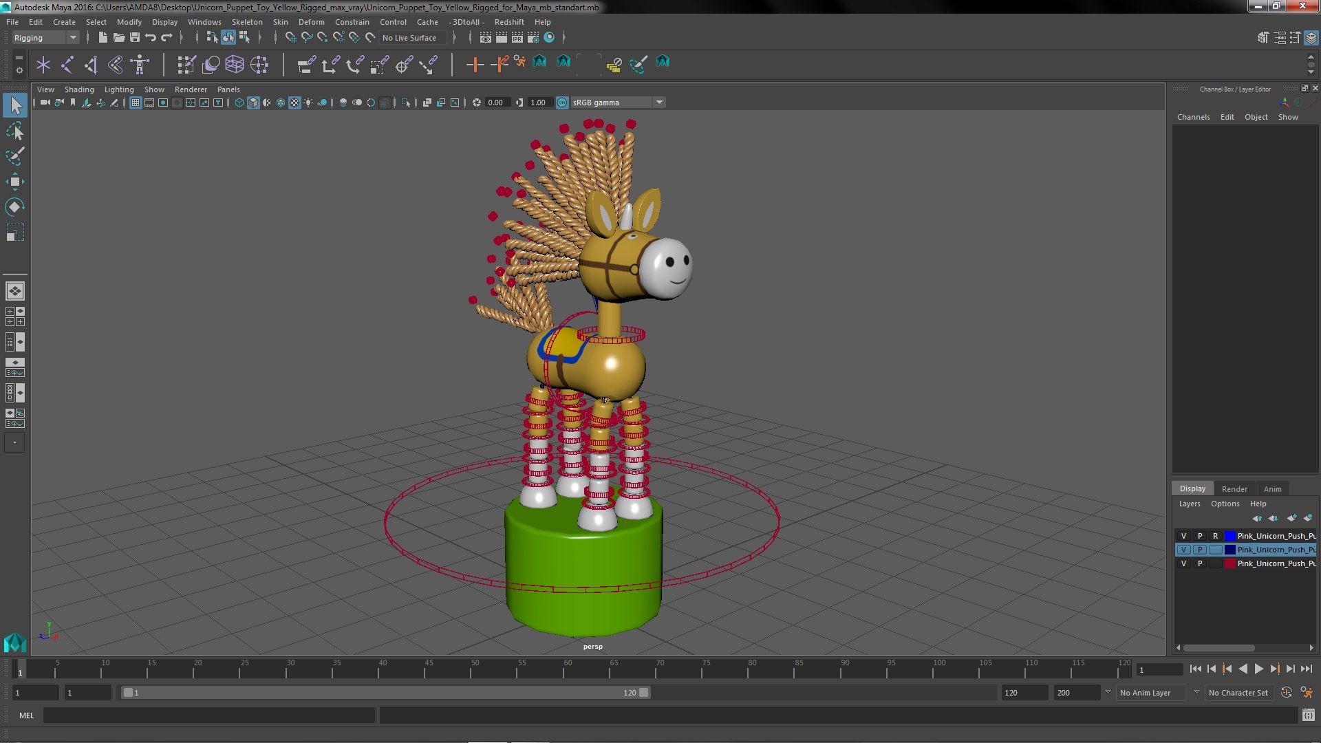 3D Unicorn Puppet Toy Yellow Rigged For Maya Model - TurboSquid 2095491