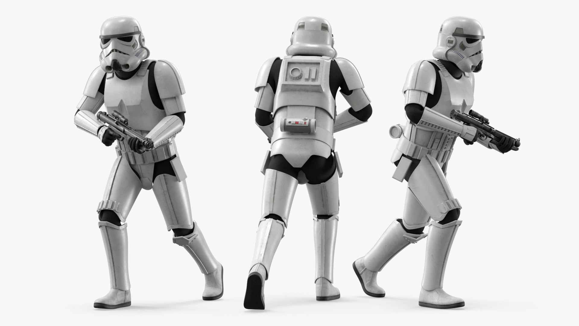 Star Wars Imperial Stormtrooper Running With Blaster Dirty Armor 3D ...