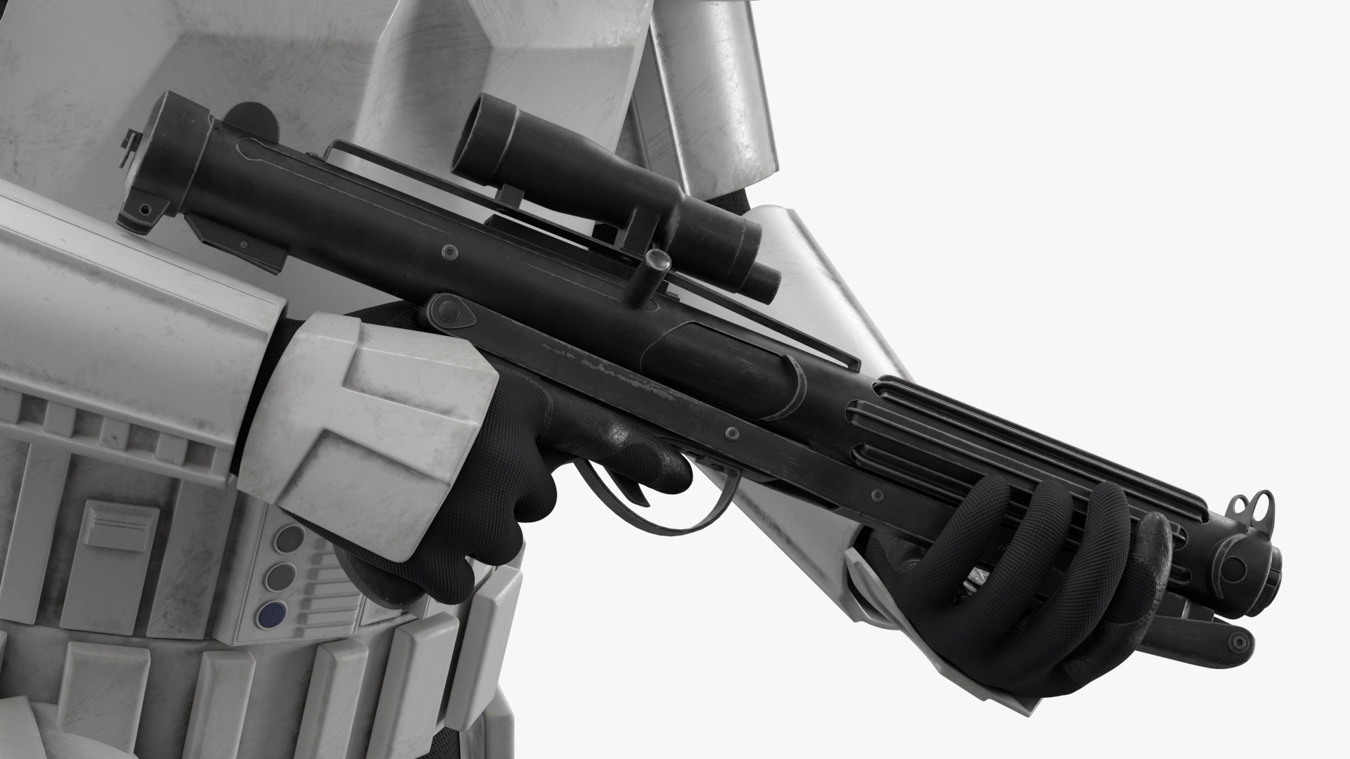 Star Wars Imperial Stormtrooper Running With Blaster Dirty Armor 3D ...