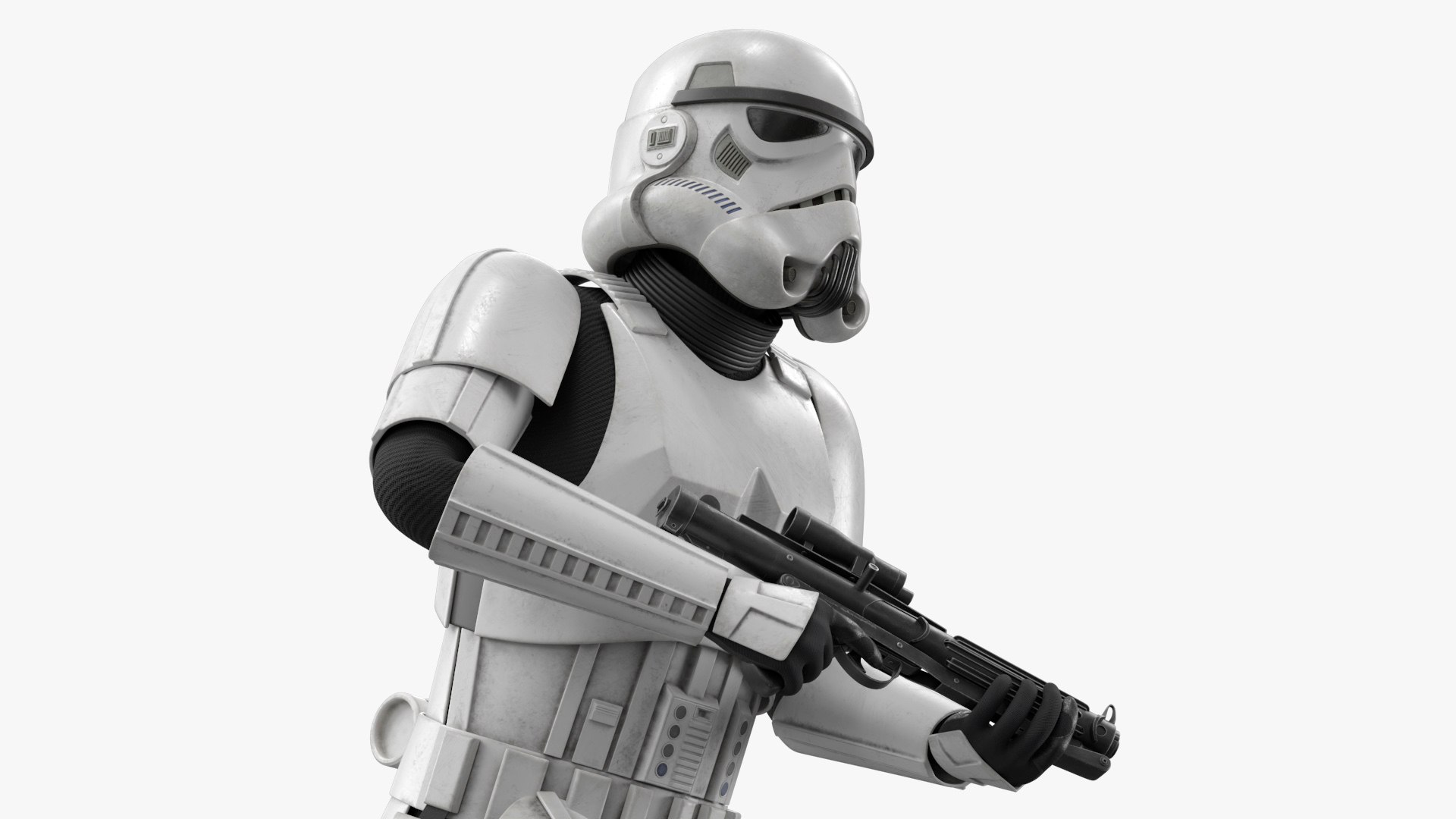 Star Wars Imperial Stormtrooper Running With Blaster Dirty Armor 3D ...
