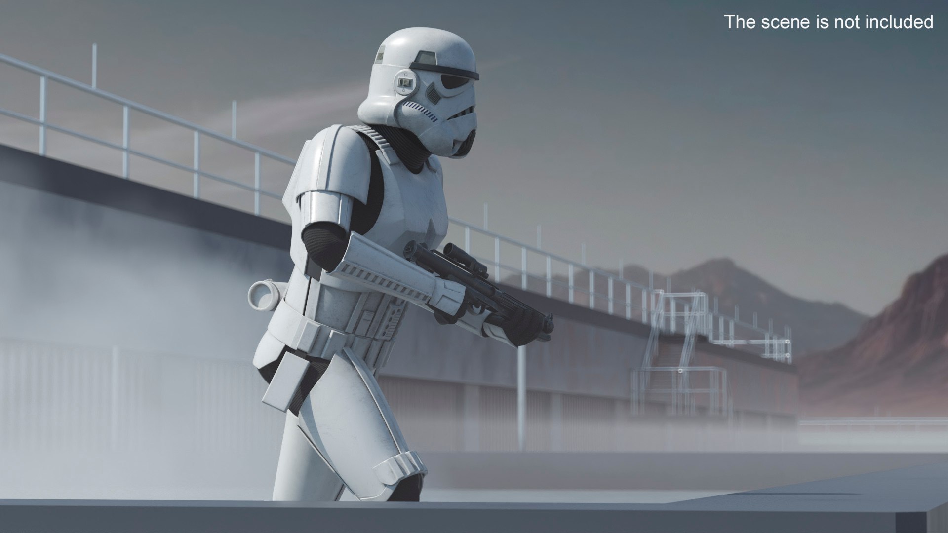 Star Wars Imperial Stormtrooper Running With Blaster Dirty Armor 3D ...