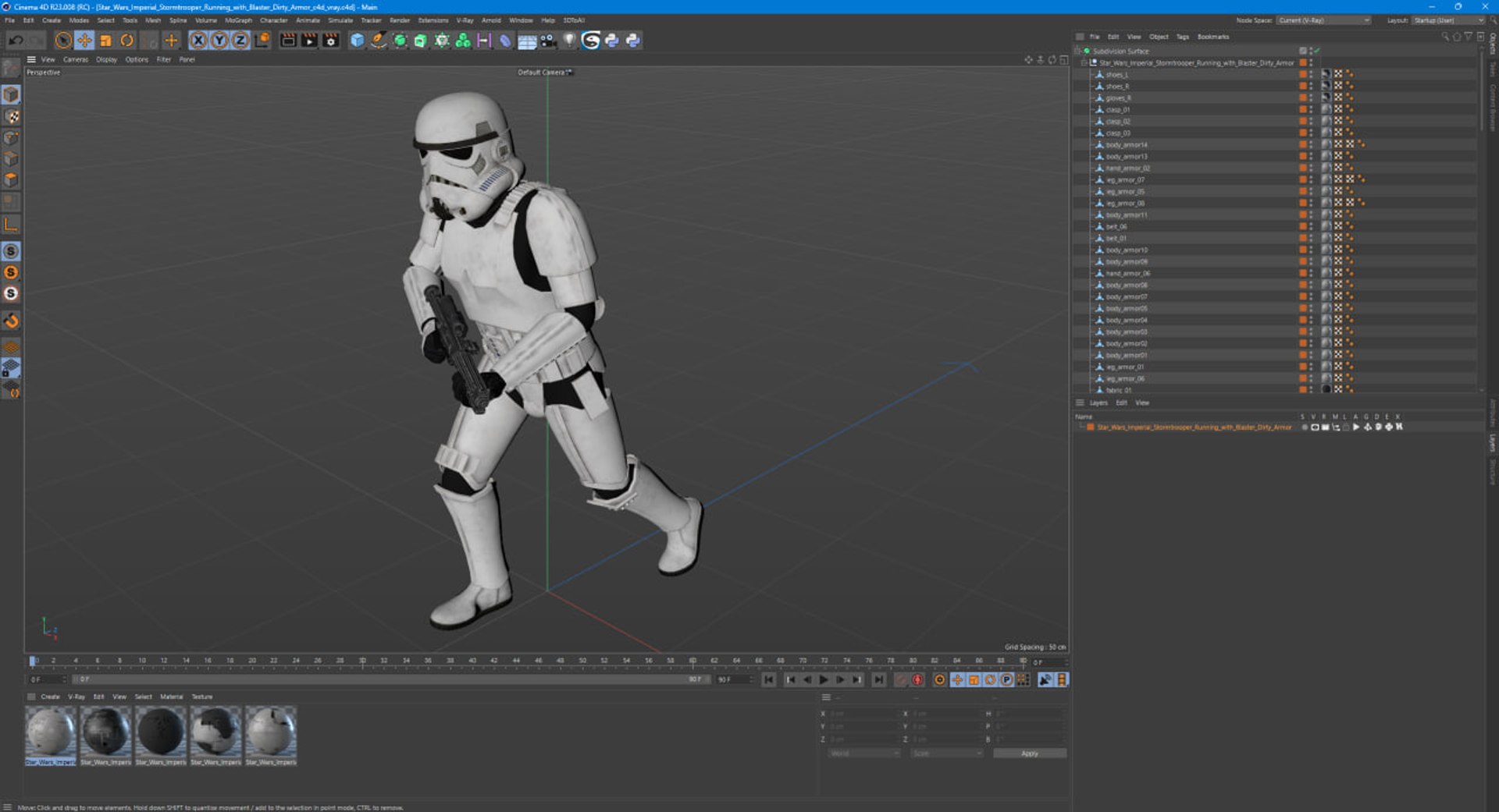 Star Wars Imperial Stormtrooper Running With Blaster Dirty Armor 3D ...