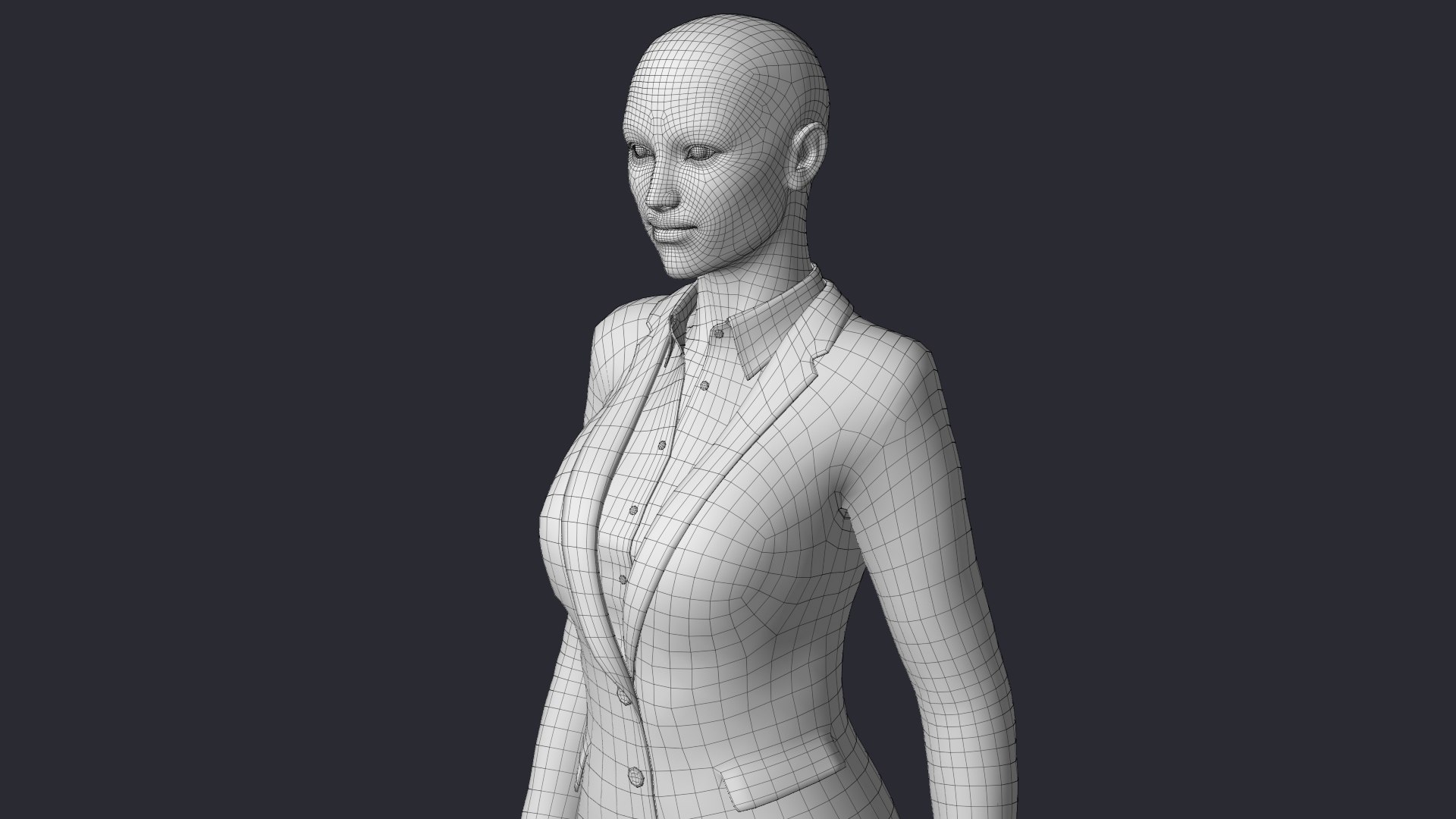 rigged female business suit 3d obj