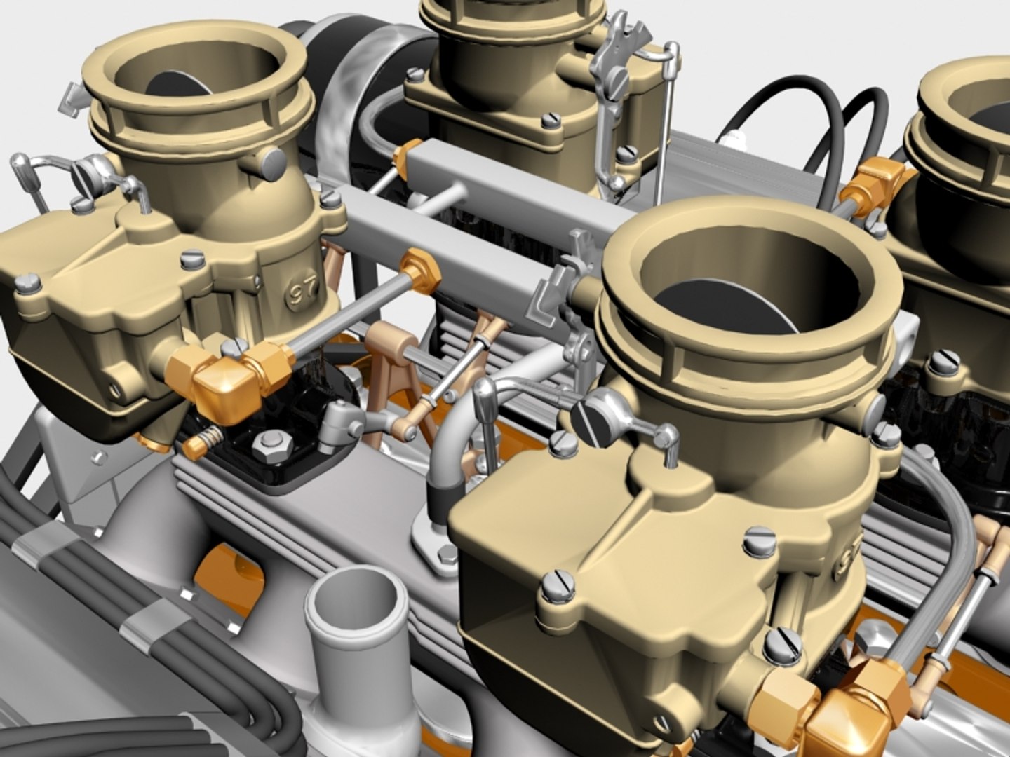 Ardun Stromberg V8 Engine 3d Model