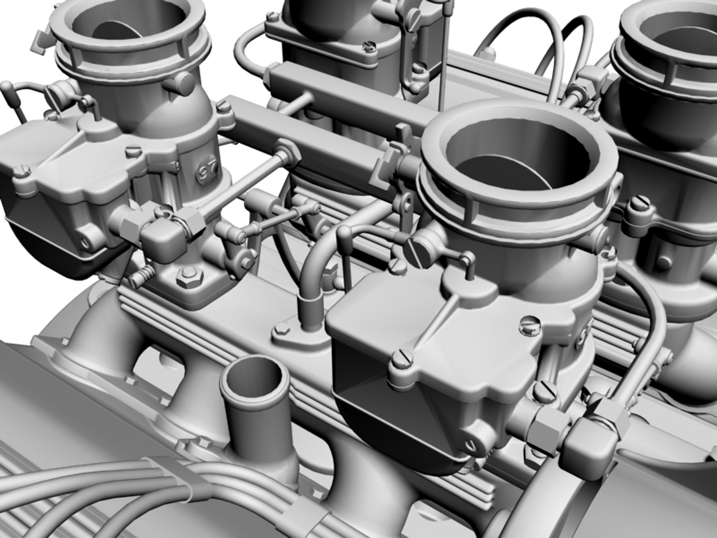 Ardun Stromberg V8 Engine 3d Model