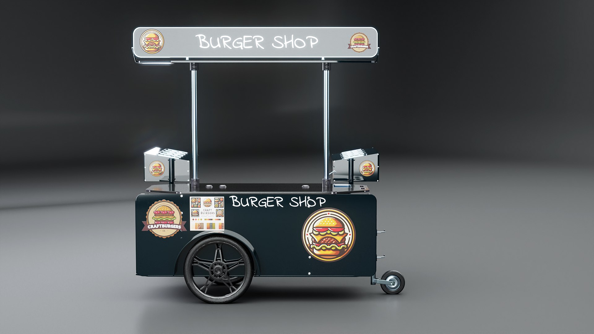 Mobile Food Cart Burger Shop 3D Model - TurboSquid 2193356