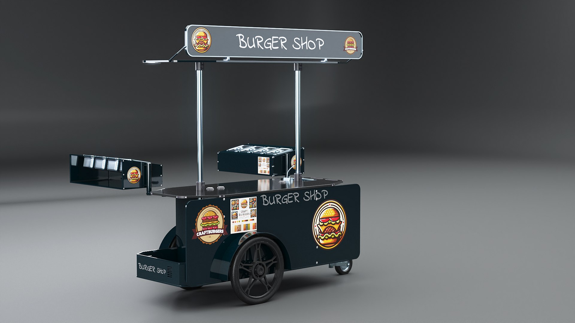 Mobile Food Cart Burger Shop 3D Model - TurboSquid 2193356