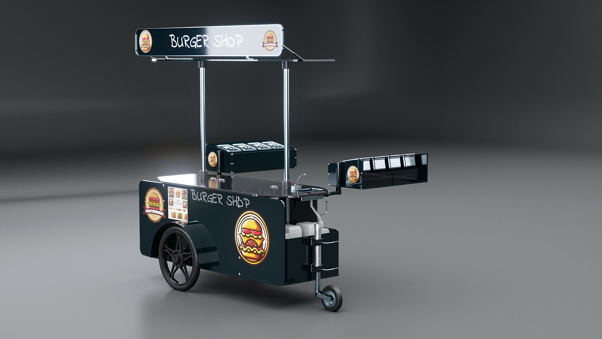 Mobile Food Cart Burger Shop 3D Model - TurboSquid 2193356