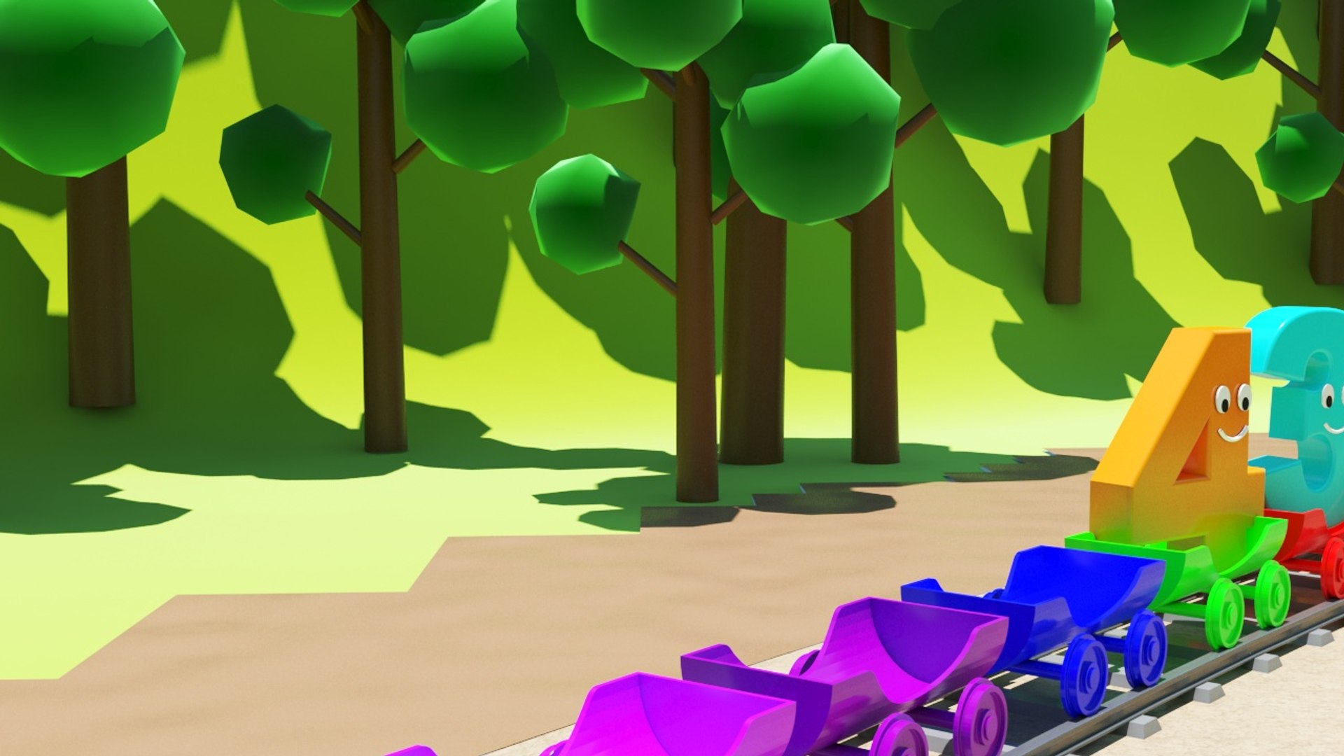 Forest Cartoon Train Numbers Model - TurboSquid 1663149