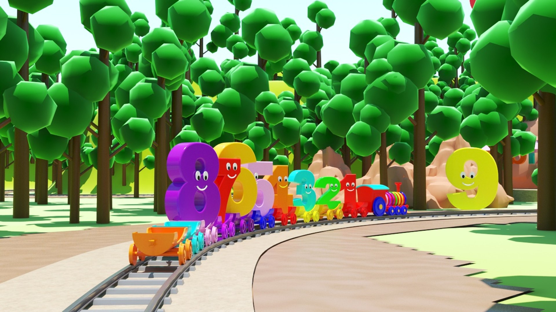 Forest Cartoon Train Numbers Model - TurboSquid 1663149